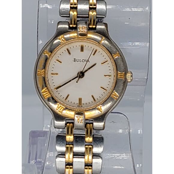 Bulova | Accessories | Womens Bulova Two Tone Analog Gold Silver Tone ...